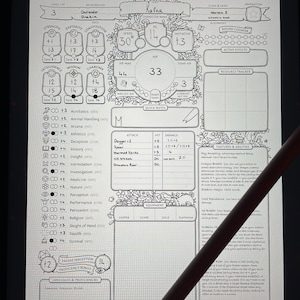 Dnd 5e Druid Wild Shapes: A4 Character Sheet PDF for Dungeons - Etsy