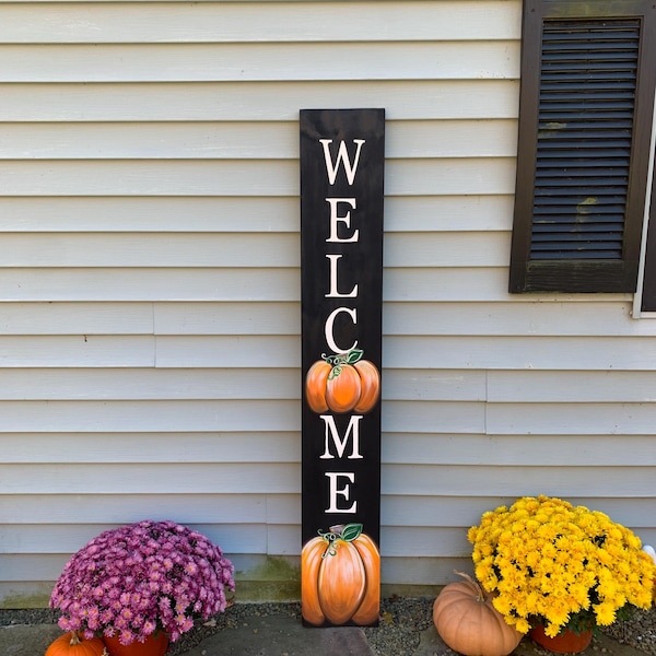 Pumpkin Fall Welcome Sign, Fall Decor, Fall Sign, Welcome Sign, Pumpkin ...