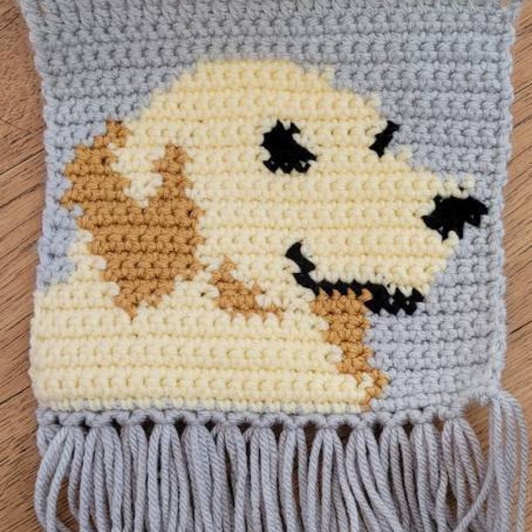 Corgi Scarf. Gray Knit and Crochet Scarf With Pembroke Welsh Corgi Dogs ...
