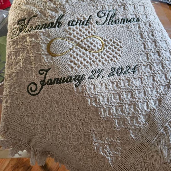 Personalized Wedding Blanket With Monogram, Scroll, Bride and Groom ...