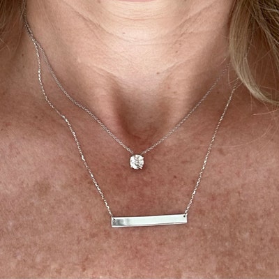 Attached Diamond on Chain, 14kt Gold Diamond Necklace, Diamond ...