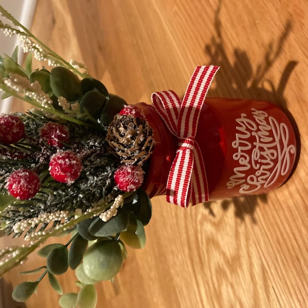 Christmas Tiered Tray Mini Floral Arrangement, Christmas Home Decor ...
