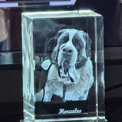 3D Crystal Glass Trophy Laser LED Wooden Small Light Stand Base Display ...