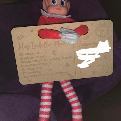 Personalised Elf Arrival Postcard, Wooden Christmas Elf in the Post ...