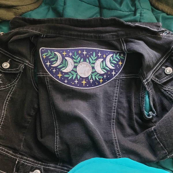Moon Phases Large Back Patch - Iron on Embroidered Patches for Jackets ...
