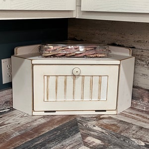 Corner Solid Wood Bread Box Wood Breadbox Corner Breadbox - Etsy