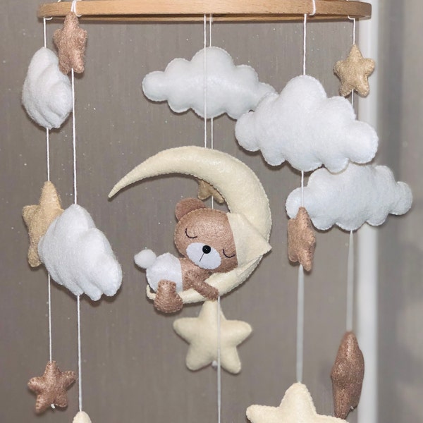 Baby Mobile With Sleeping Bear,crib Mobile,netural Mobile,new Toy ...