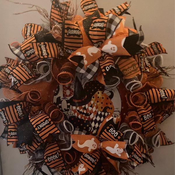 Boo Wreath Sign, Halloween Wreath Sign, Round Wreath Sign, Metal Sign ...