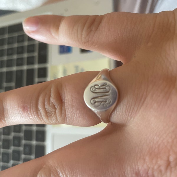 14k Gold Initial Signet Ring,personalized Monogram Ring,engraved Signet Ring,custom Initial Ring ...