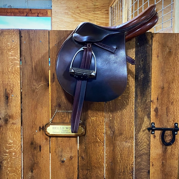 Fancy Horse Stall Name Plate- Solid Brass and Wood - Personalized ...