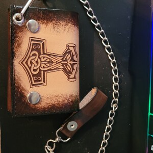 Unisex Trifold Leather Wallet With Chain Vintage Retro Look | Etsy