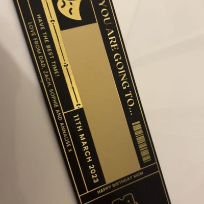 Personalised Event Foiled Ticket, Custom Souvenir Golden Foil Ticket ...