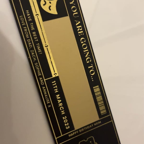 Personalised Event Foiled Ticket, Custom Souvenir Golden Foil Ticket ...
