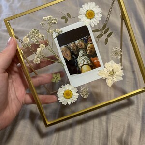 Pressed Flower Picture Frame and Custom Message Gold Hanging Frame ...