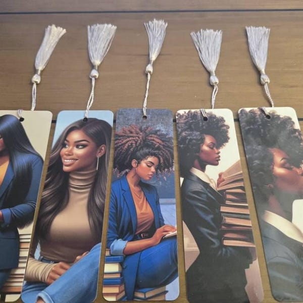 Fashionable Reading Bookmarks - African American Women, Handmade Art ...
