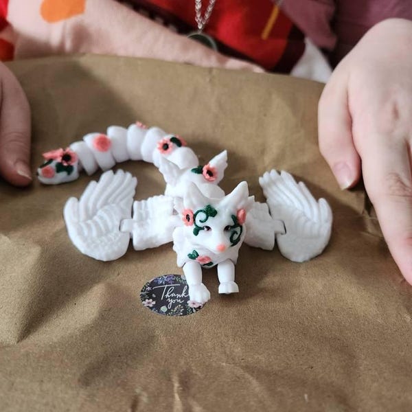 Articulated Flexi Fae Winged Wolf & Baby – 3D Printed Poseable Fantasy ...