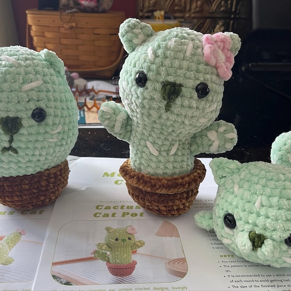 Cactus Cat Crochet Patterns Bundle | Cactus Cat Pattern, Cactus Cat Pot ...