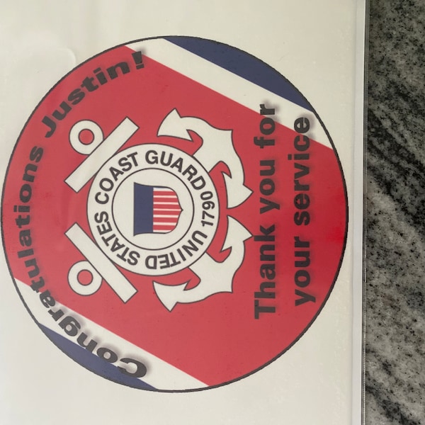 COAST GUARD Edible Birthday Party Cake Topper 1/4 Sugar Sheet Custom ...