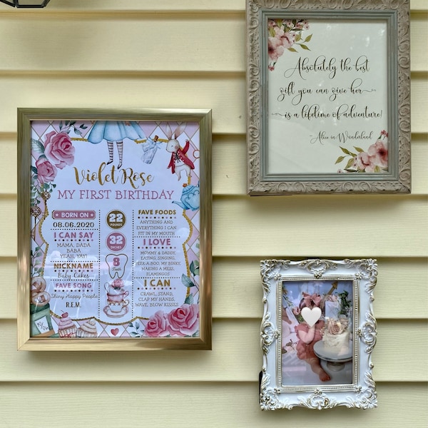 Alice in Wonderland Birthday Milestone Poster, Alice in Onederland ...