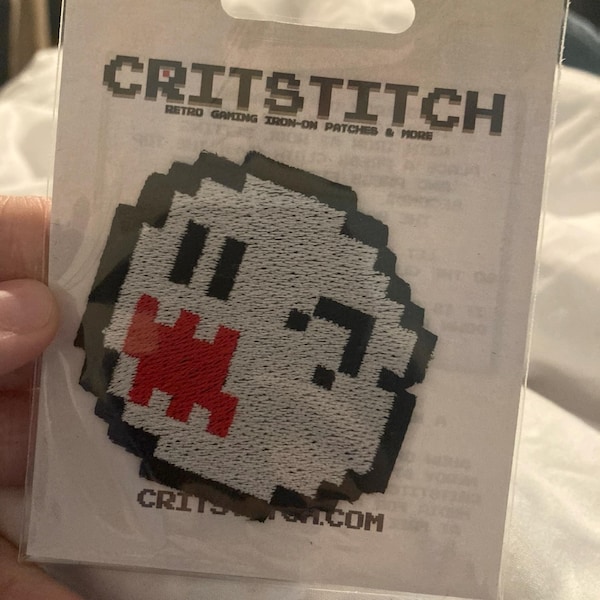 8 Bit Boo - Shiny Metallic Embroidery Iron on Patch. Super Mario Bros ...