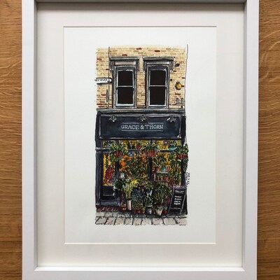 London Bookshops Collection Ink & Watercolour Sketch Print by Phil ...
