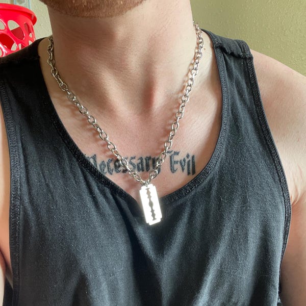 Chunky Razor Blade Faceted Cable Chain Necklace, Layering Necklace ...