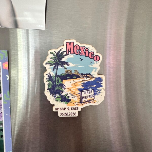 Mexico Country Save the Date Magnet Tulum Rustic Wooden Magnet Special ...