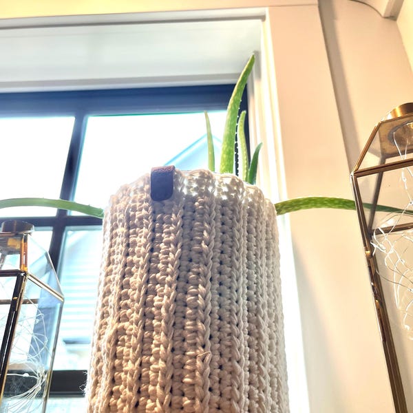 Mini Farmhouse Faux Christmas Tree Crochet Planter Sweater Cozy Winter ...