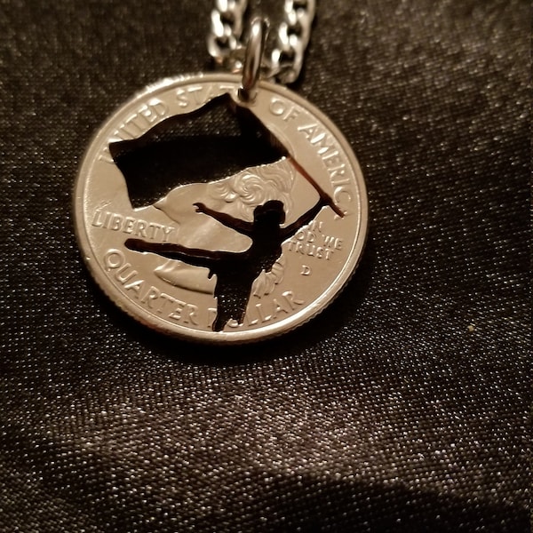 Color Guard Necklace, Hand Cut Coin - Etsy