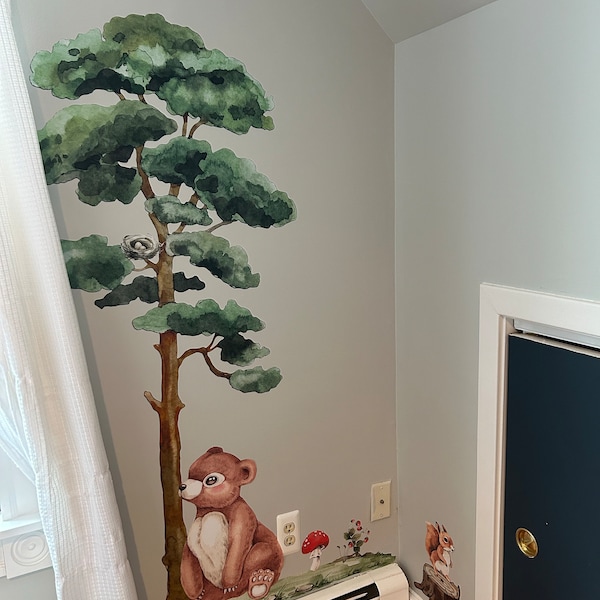 XL Woodland Fabric Wall Decal, Backwoods Woodland Nursery Décor, Forest ...