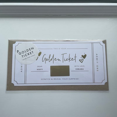 Golden Ticket Foiled Voucher Personalised Ticket Gift - Etsy UK