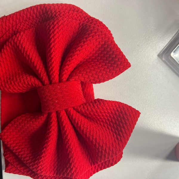 Red Bow - Pull Proof - Stretchy Red Headwrap - Permanently Sewn Wrap ...