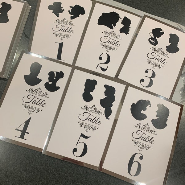 Disney Couple Table Numbers, Gold Wedding Table Numbers, Disney Wedding ...