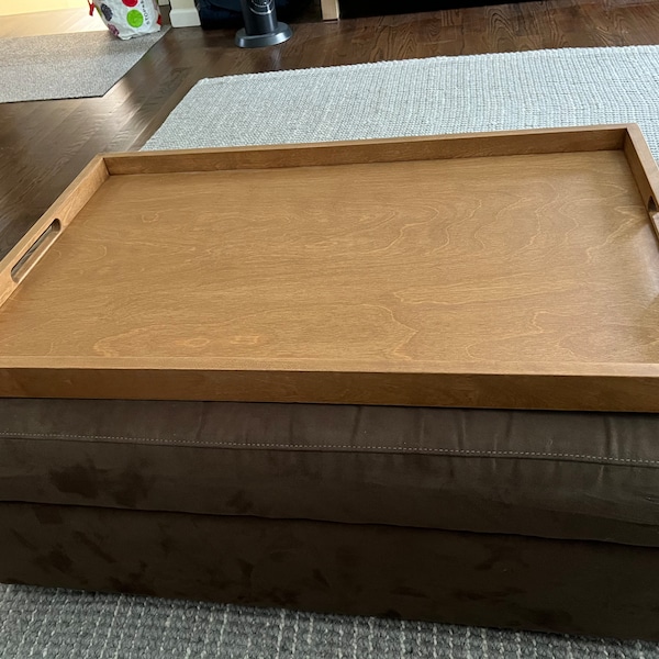 Solid Wood Ottoman Tray, Oversized, Extra Large Tray With Handles, XXL ...