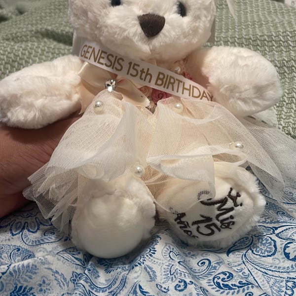 12" Personalized Birthday Teddy Bear, Quince Años Quinceañera Last Doll ...