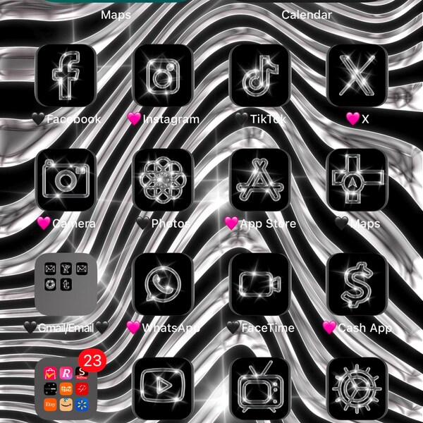 Glitch Icon Pack for Ios Devices, Distorted 3D Pixel Theme, Hacker iPhone Icons With Glitches ...