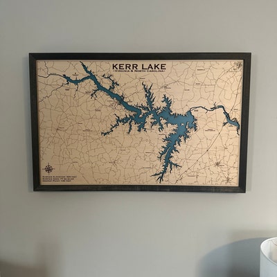 KERR LAKE, Custom Wood Map, Lake House Decor, Sign, Custom Lake Map ...