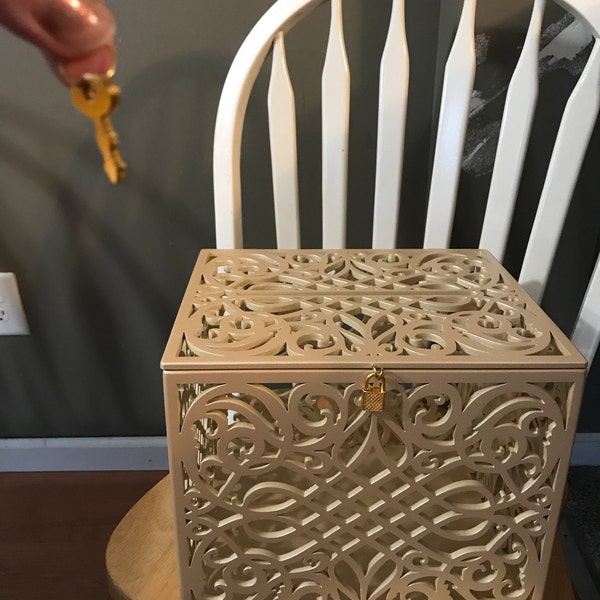 Wedding Card Box With Slot Lock Wedding Money Box Rustic Card Box ...