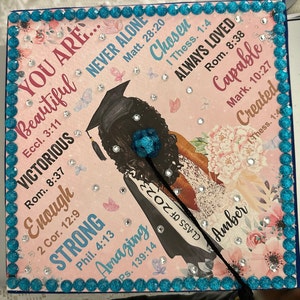 Customizable Grad Gift You Are Beautiful, Strong, Black Queen Grad Cap ...