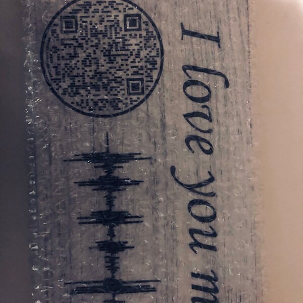 Personal Voicemail Message QR Code With Heartbeat Soundwave. Wood Sign ...