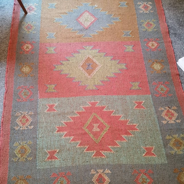 Green Rag Rug- Recycled Cotton Rags- 70x105cm - Etsy UK