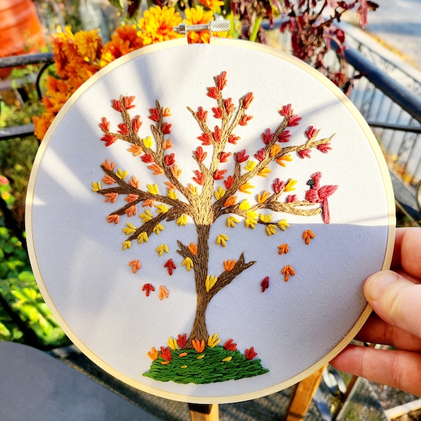 Autumn Silver Birch Tree Embroidery Pattern Kit DIY PDF Download Craft ...