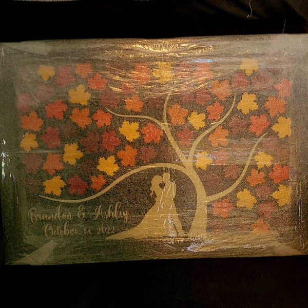 Autumn Wedding Guestbook Alternative Tree of Maple Leaves Guest Book 3D ...