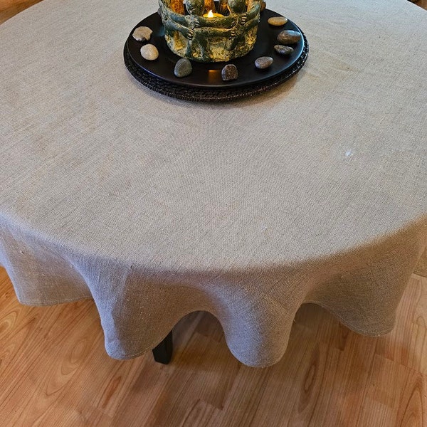 Heavy Linen Tablecloth for Easter Table - French Style Striped Washed ...