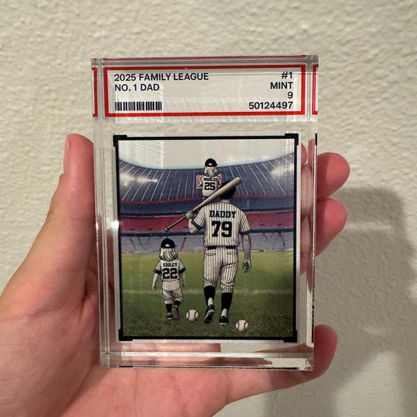 Baseball No. 1 Dad Grandpa Man & Kids Trading Card Style Personalized ...