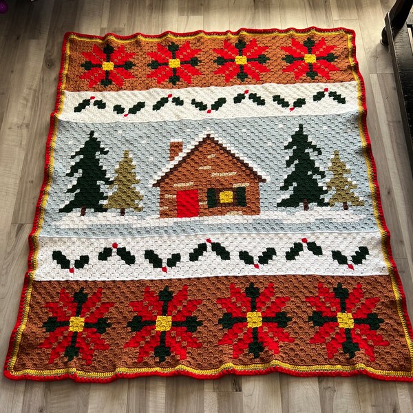 Summer Cabin C2C Crochet Afghan PATTERN | Aspen Leaf and Pinecones ...