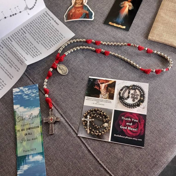 Miniature 9 Crusader Templar Red Cross Anglican Rosary. 6mm Stainless ...