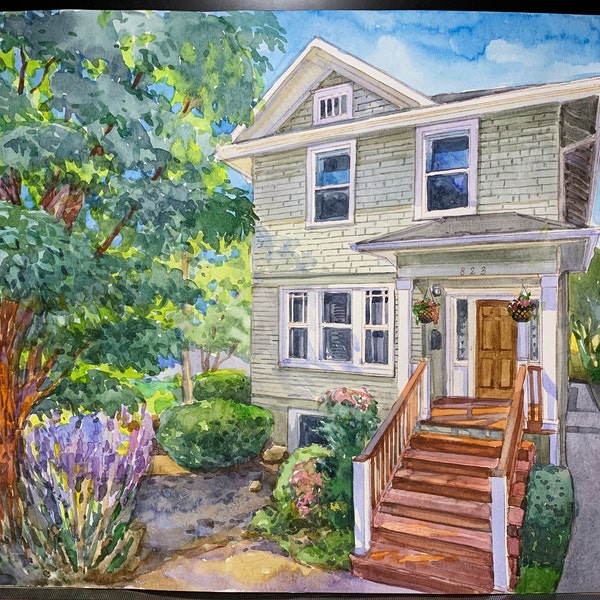 House Warming Gift Custom House Drawing Home Drawn House Portrait Hand ...