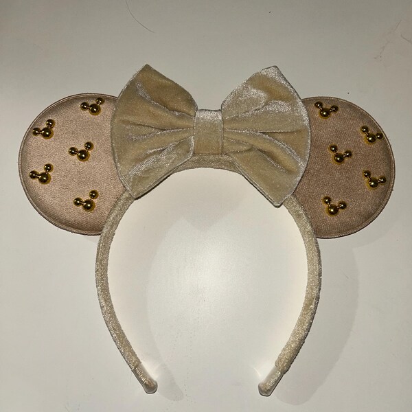 Beige Mickey Ears, Mickey Ears, Gold Minnie Charm Mouse Ears, Minnie ...