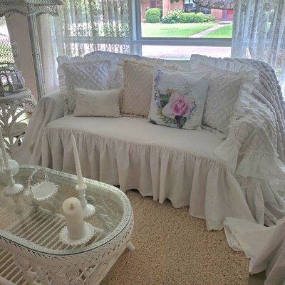 Slipcover Ruffled Slipcover Sofa Cover Sofa Scarf Slip Cover Couch ...